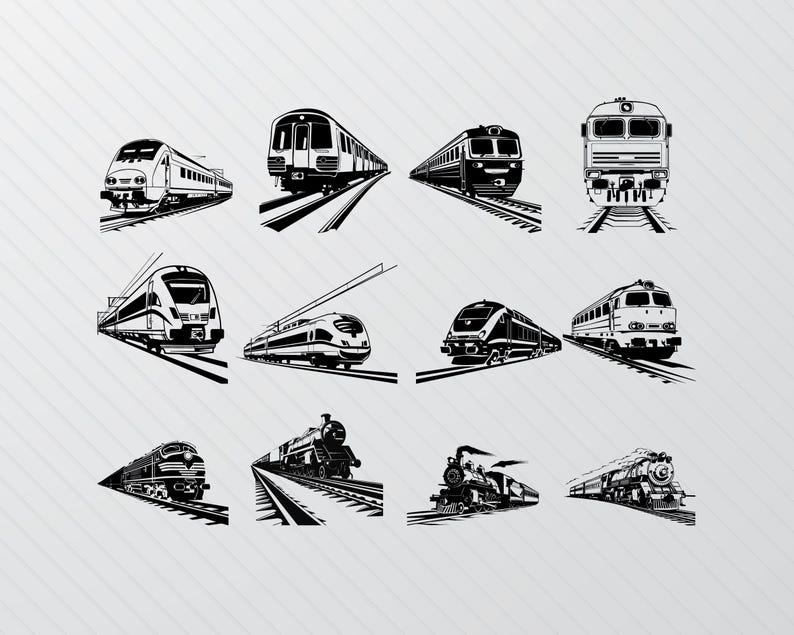 Train Svg Bundle, Train Silhouette Bundle, Train Clipart Png, Big Train ...