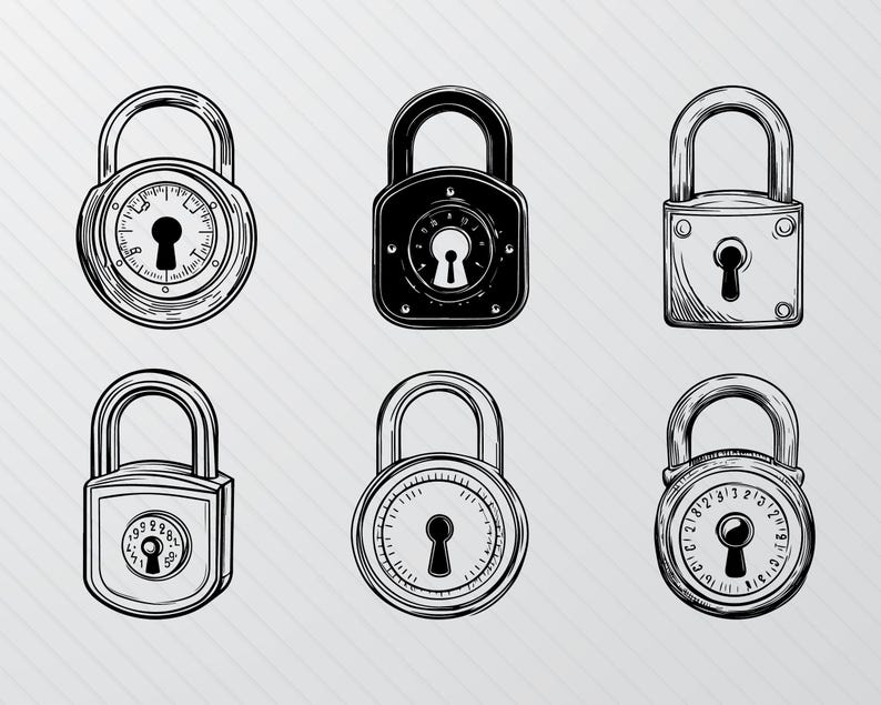 Combination Lock Silhouette, Combination Lock Svg Bundle, Lock Clipart ...