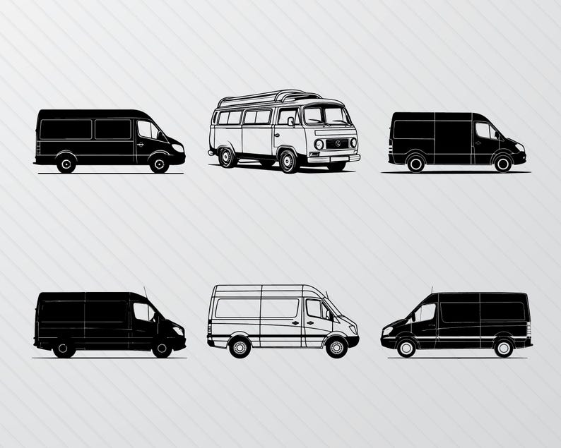 Van Silhouette Vector Art: SVG Bundle, PNG, Cricut Cut File - Etsy
