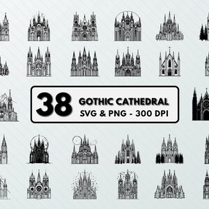 Gothic Cathedral Clipart: Vector Silhouette Designs (SVG, PNG) - Etsy