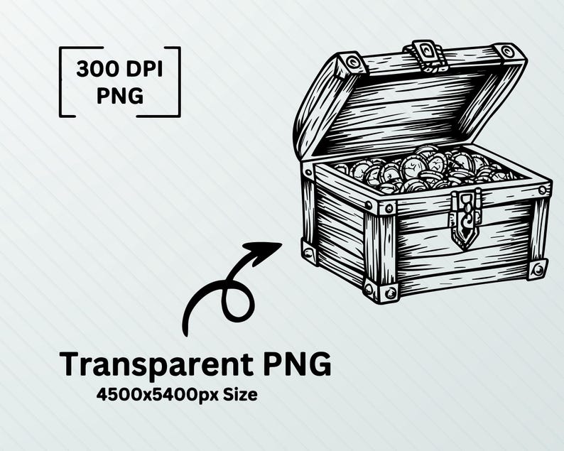 Treasure Chest Svg, Pirate Treasure Png, Treasure Chest Vector Clipart, Silhouette, Decal ...