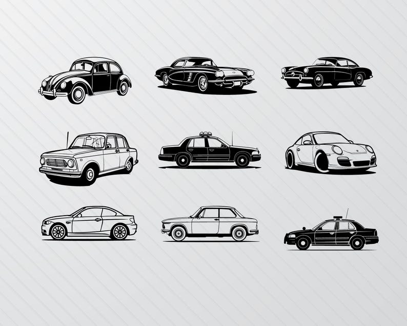 Car Svg Bundle, Car Silhouette, Old Car Clipart Png, Vintage Car ...