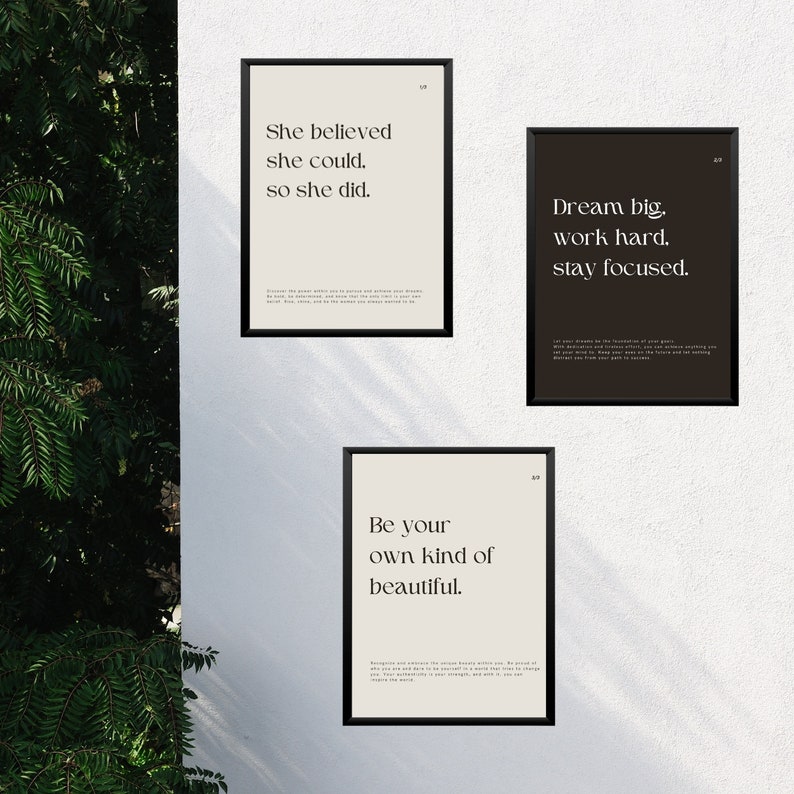 Empowerment Trio: Minimalist Motivational Posters | Feminim Posters - Etsy
