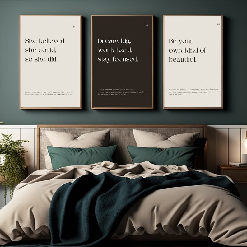 Empowerment Trio: Minimalist Motivational Posters | Feminim Posters - Etsy