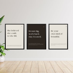 Empowerment Trio: Minimalist Motivational Posters | Feminim Posters - Etsy