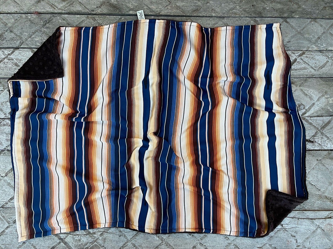 SERAPE BABY BLANKET Silky Satin Serape Print With Brown Minky Dimples ...