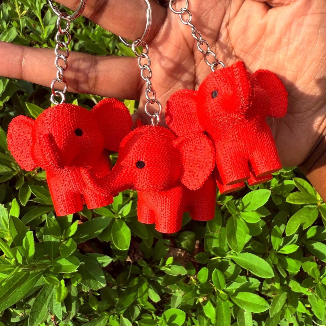 3D Knitted Elephant Keychain: Unique Animal Keyring - Etsy