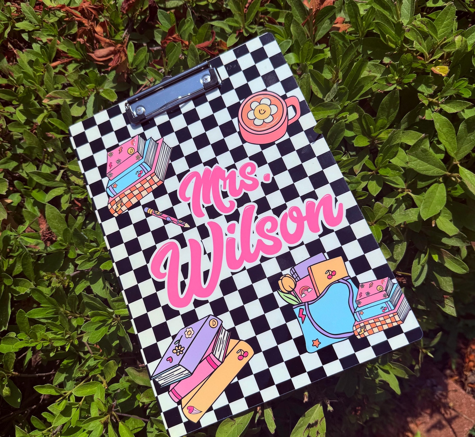 Personalized Teacher Clipboard, Custom Clipboard for Teacher,checkered ...