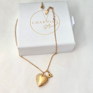 Large Gold Locket Heart. Waterproof Gold Locket. 18k Quality Plated ...