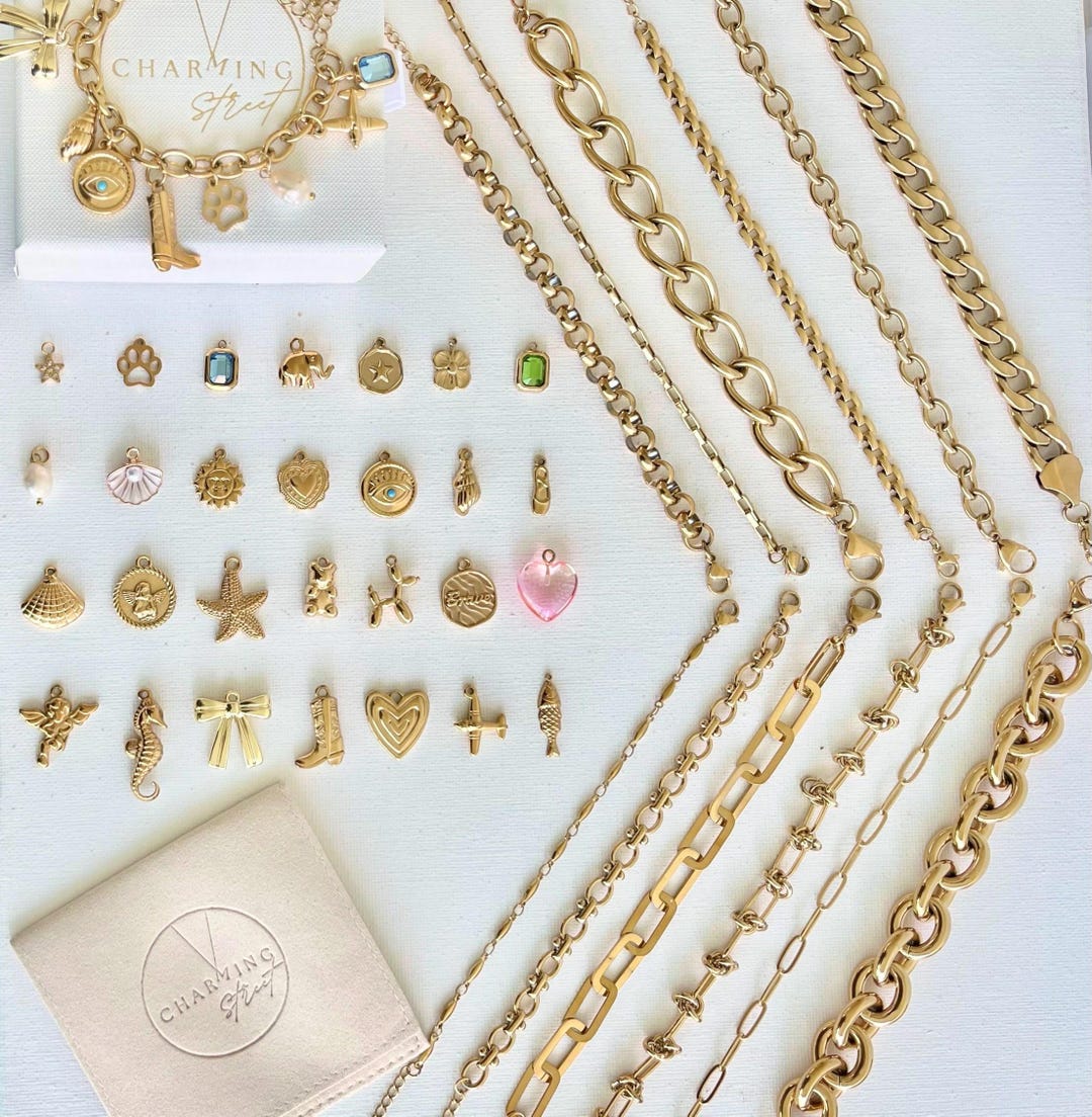 GOLD CHARM BRACELETS Custom Chain and Charms. Choose Your Charms ...