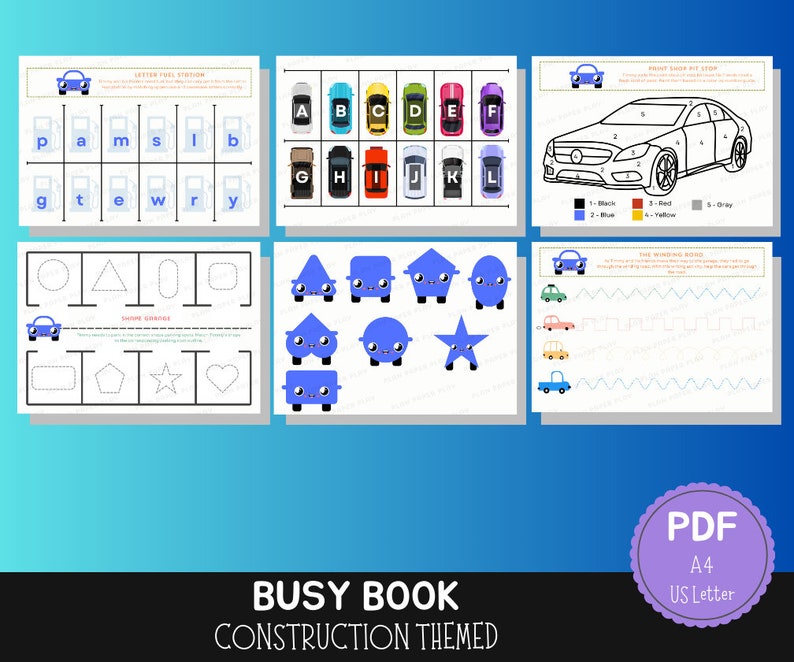 Car Themed Digital Printable Busy Book - Etsy