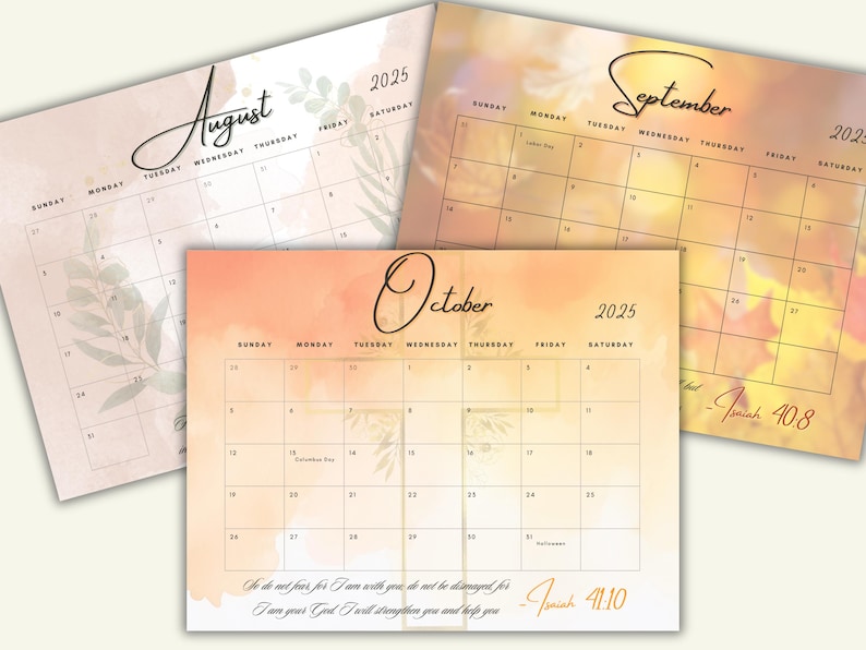 2026 Monthly Calendar With Bible Verses Landscape W/scriptures, Letter ...