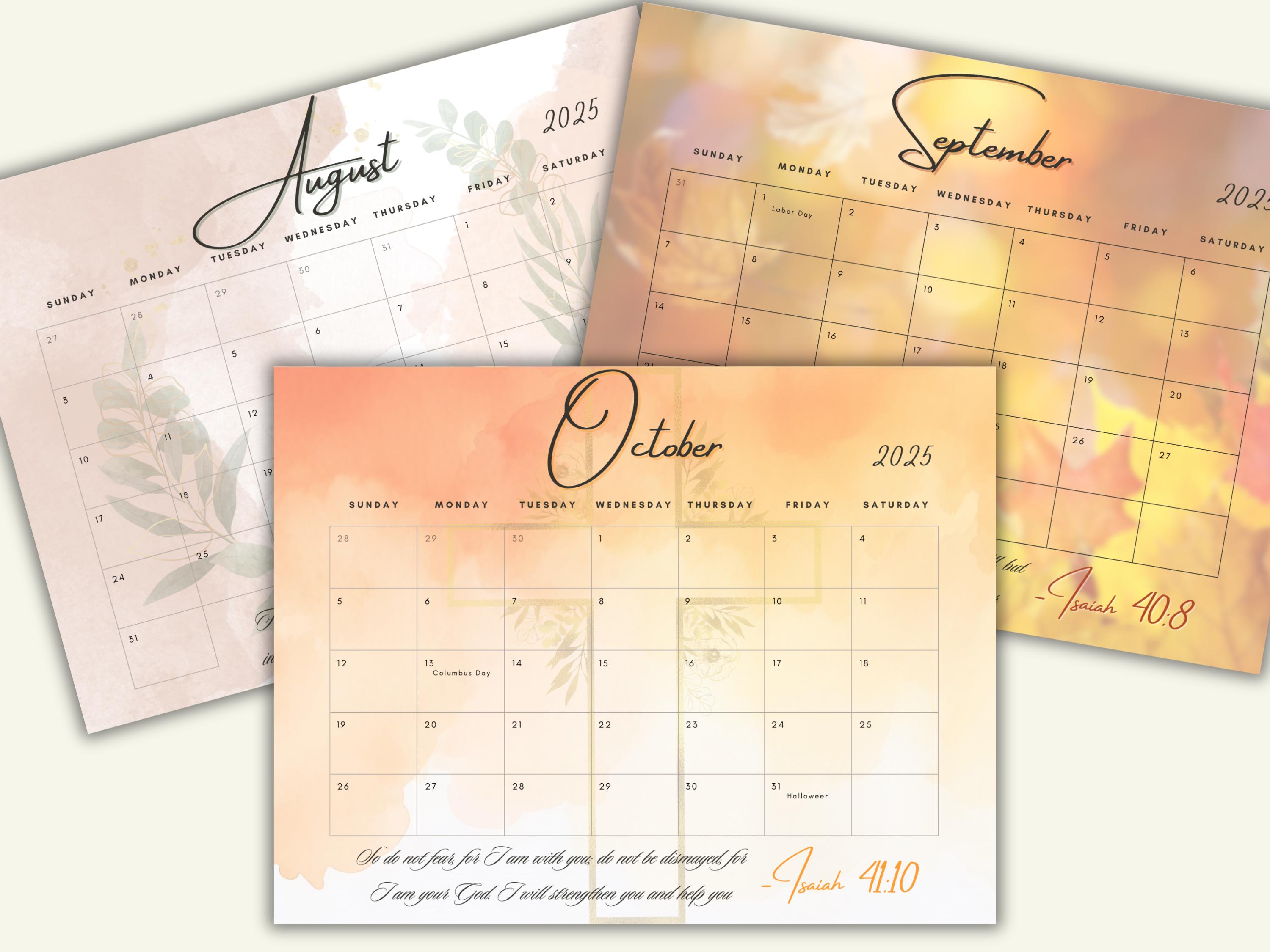 2025 Calendar With Bible Verses Landscape Religious Monthly Calendar W ...