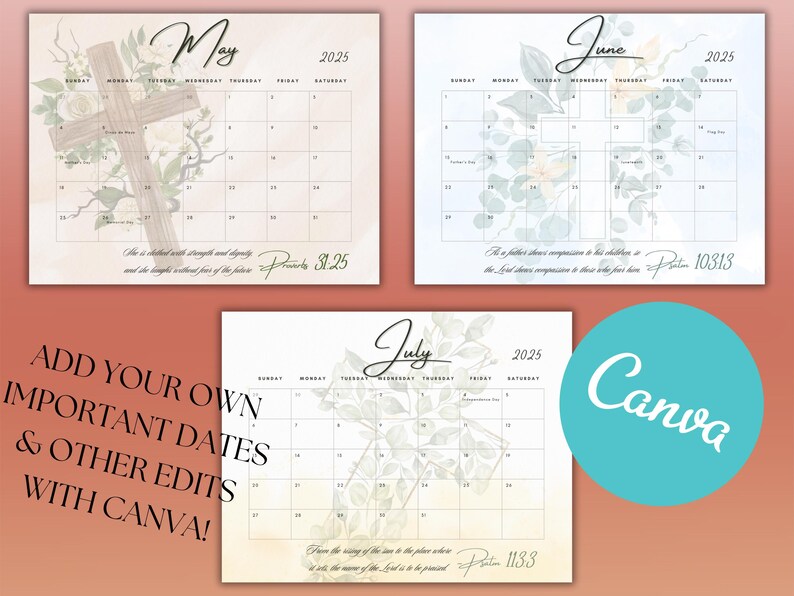 2026 Monthly Calendar With Bible Verses Landscape W/scriptures, Letter ...