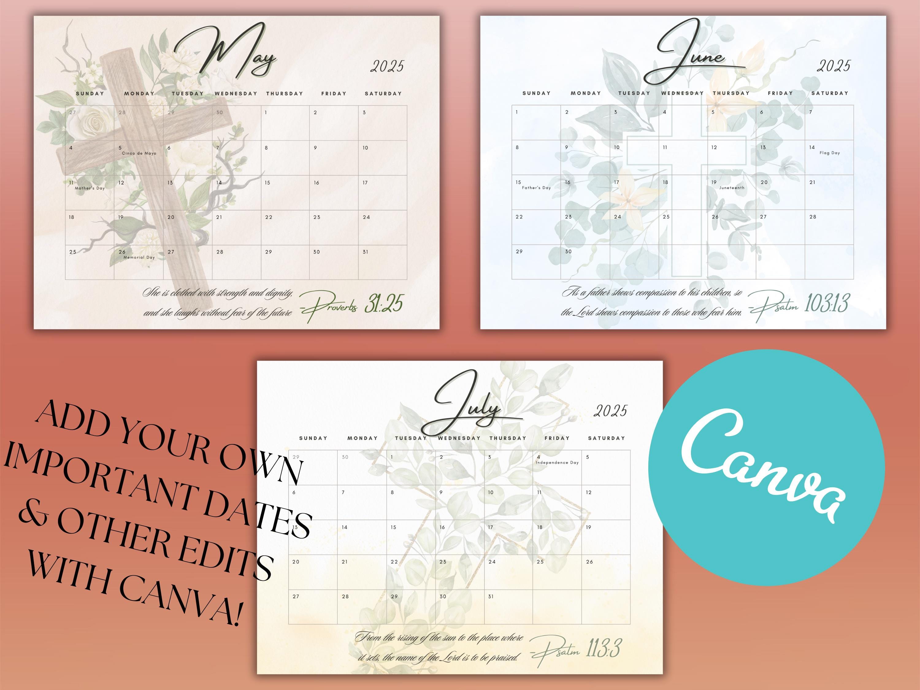 2025 Calendar With Bible Verses Landscape Religious Monthly Calendar W ...