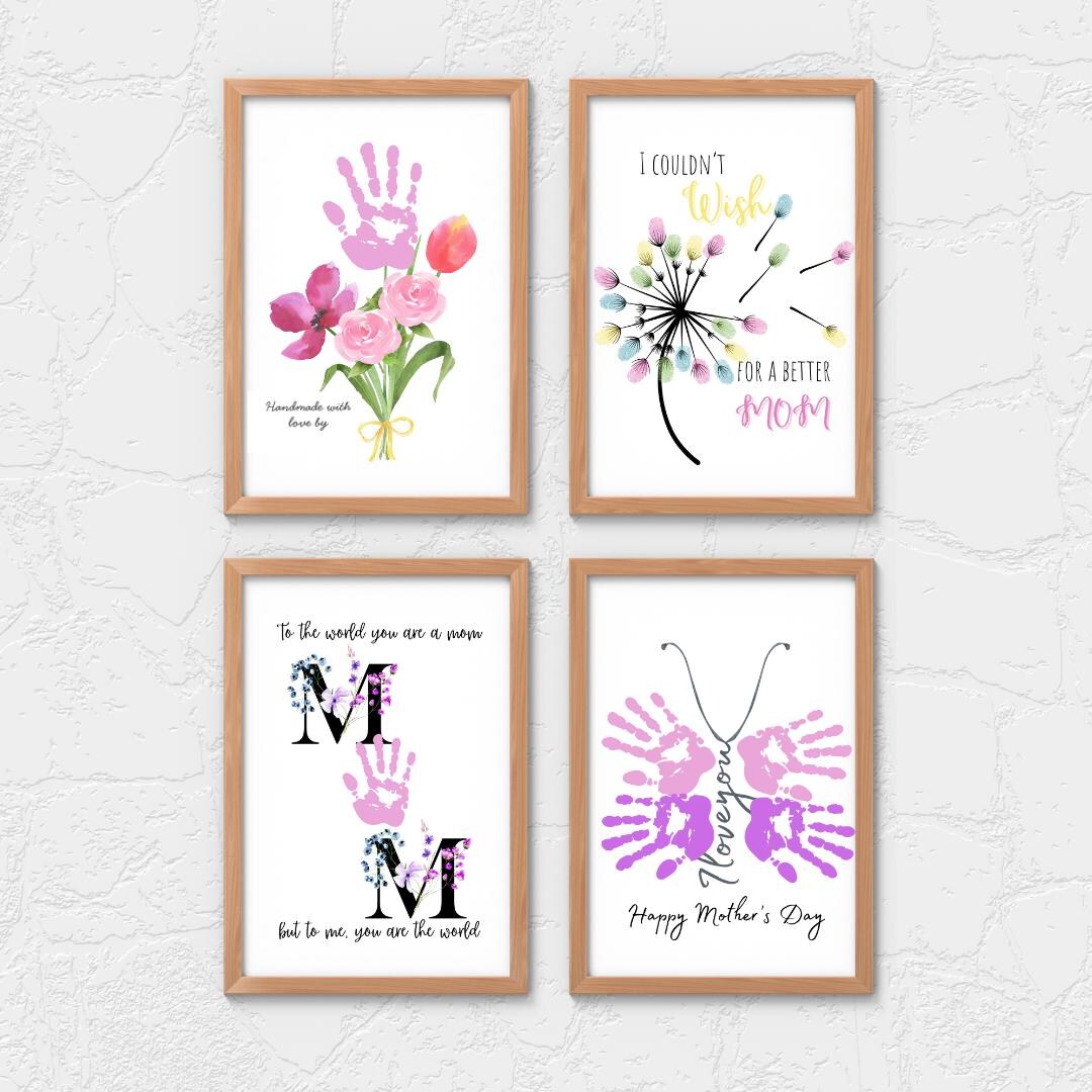 Mother's Day Printable Set of 4, Mother's Day Handprint Art Mothers Day ...