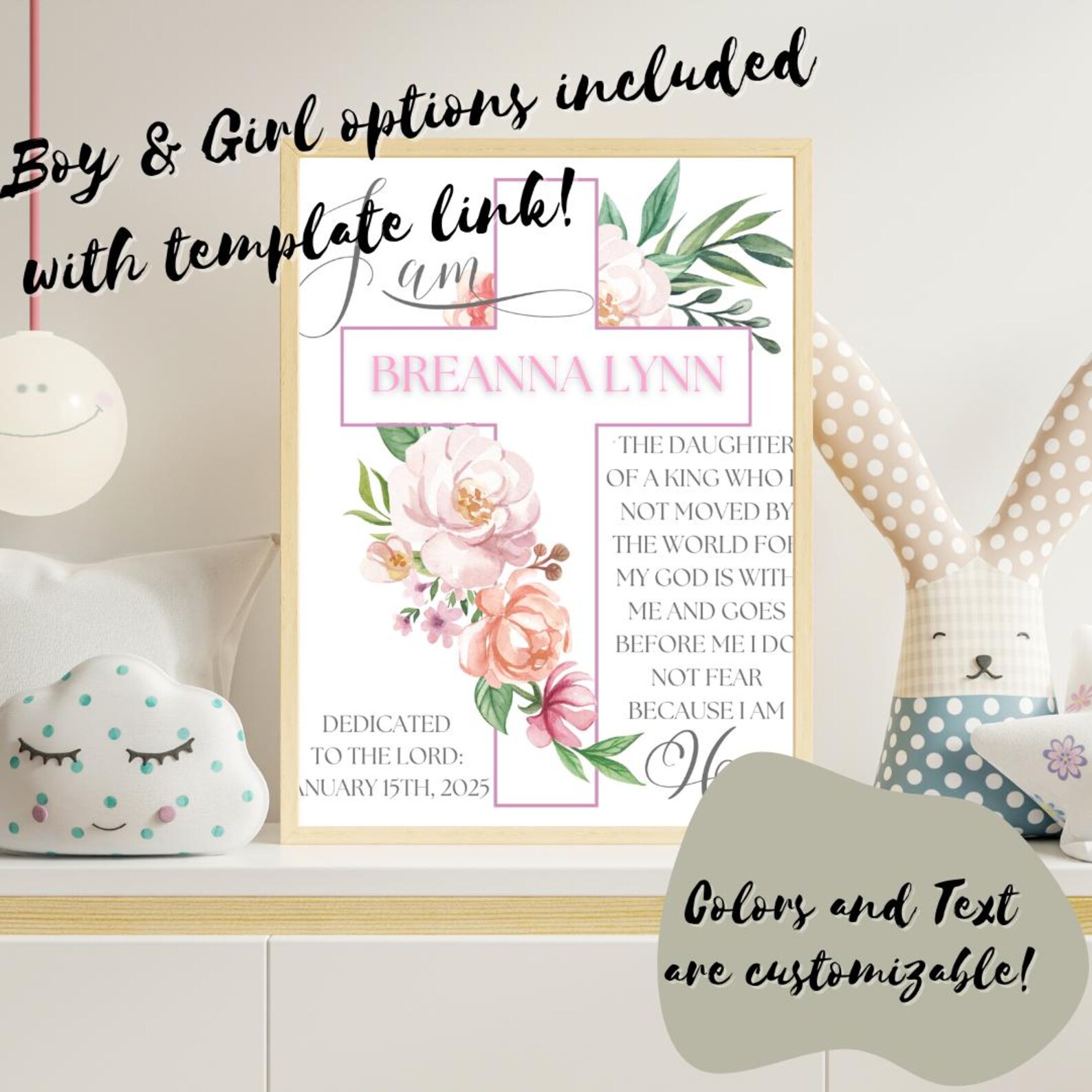 Personalized Baby Dedication Poster: Nursery Wall Art (printable) - Etsy