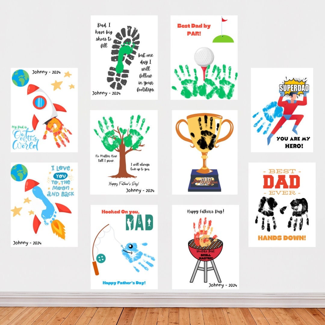 Father's Day Bundle: DIY Handprint Art & Craft Activity, Printable Pdfs ...