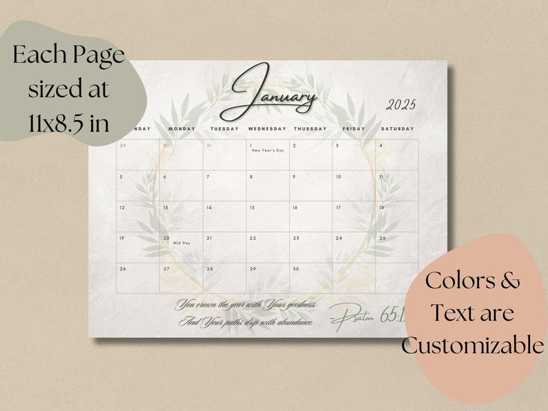 2025 Calendar With Bible Verses Landscape Religious Monthly Calendar W ...