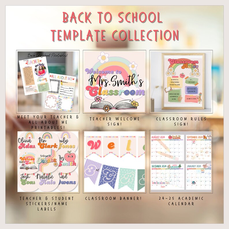 Back to School Printables Bundle Set of 7 Printable Templates for ...
