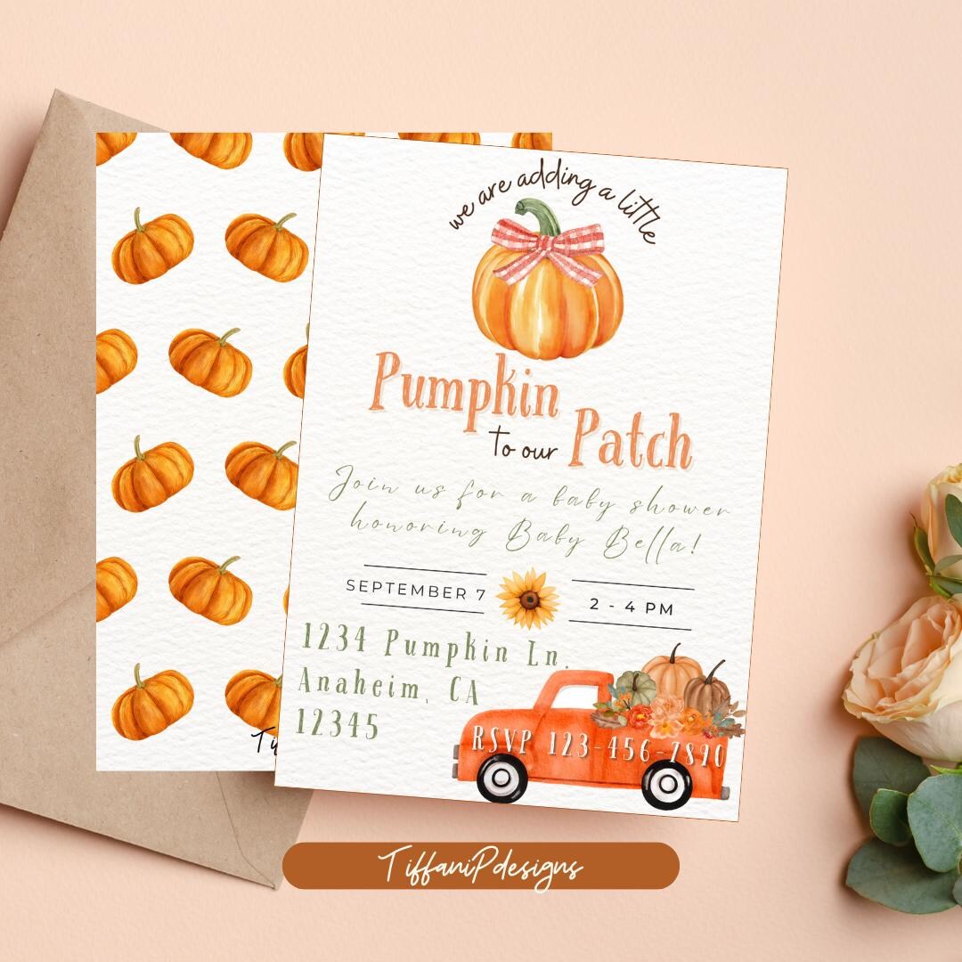 Pumpkin Patch Theme Baby Shower Invitation Template - Etsy