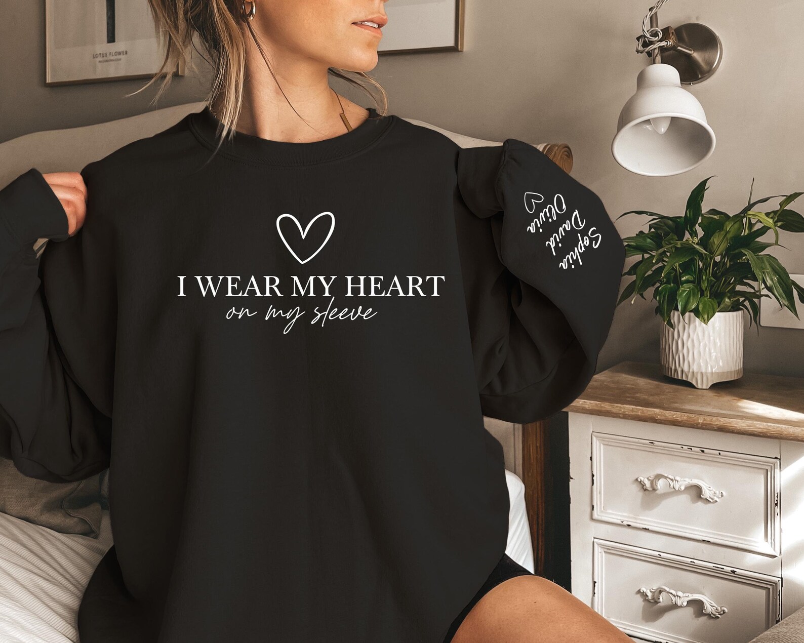 Custom Names on Sleeve Sweatshirt, Heart Hoodie, Mother's Day Gift - Etsy