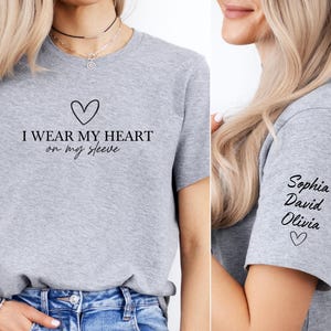 Custom Names on Sleeve Sweatshirt, Heart Hoodie, Mother's Day Gift - Etsy