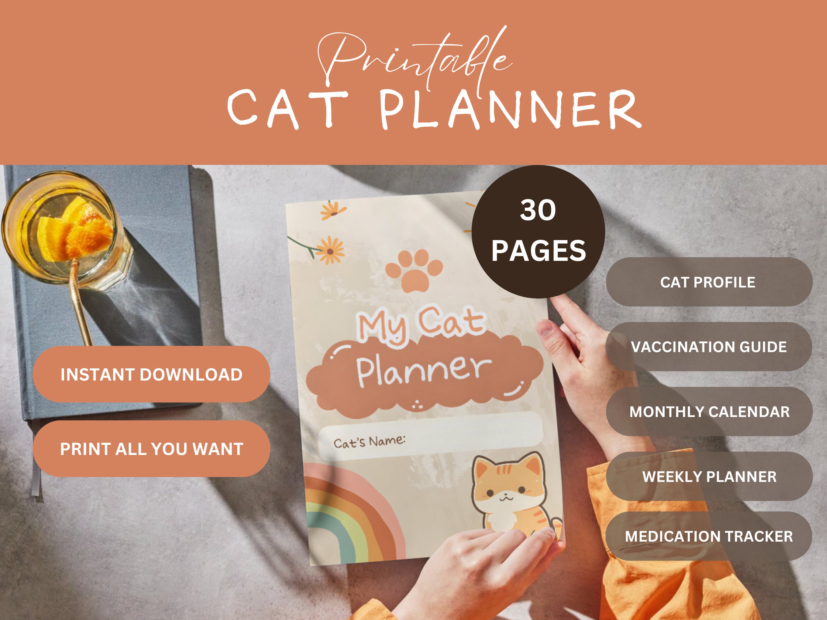 Printable Cat Planner, Cat Vaccination Guide, Cat Care Planner, Cat ...