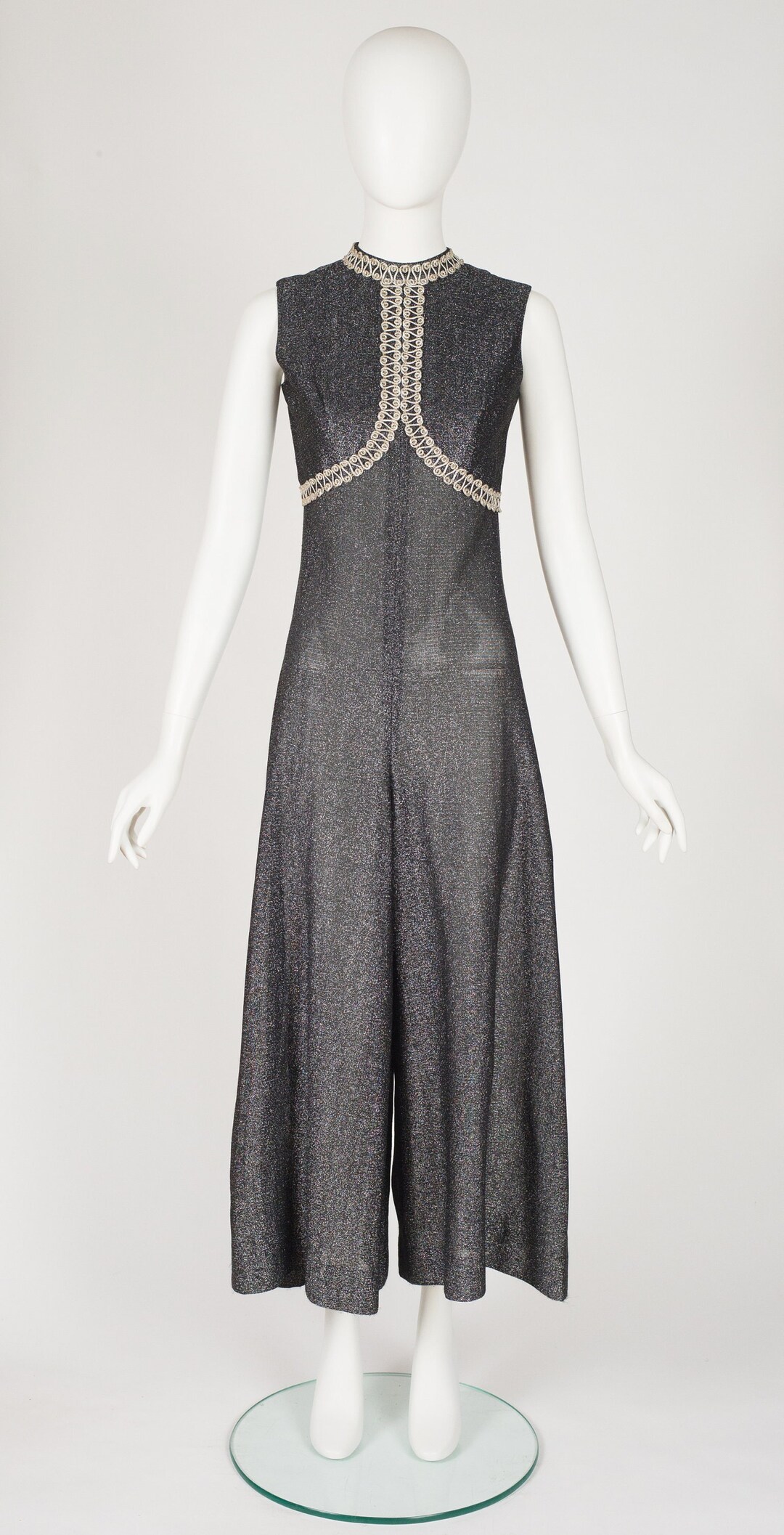 1960s Vintage Hostess Silver Lurex Palazzo Jumpsuit Sz XS - Etsy