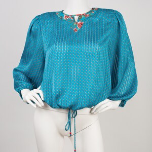 Diane Freis 1980s Vintage Coral & Blue Polka-dot Georgette Balloon ...