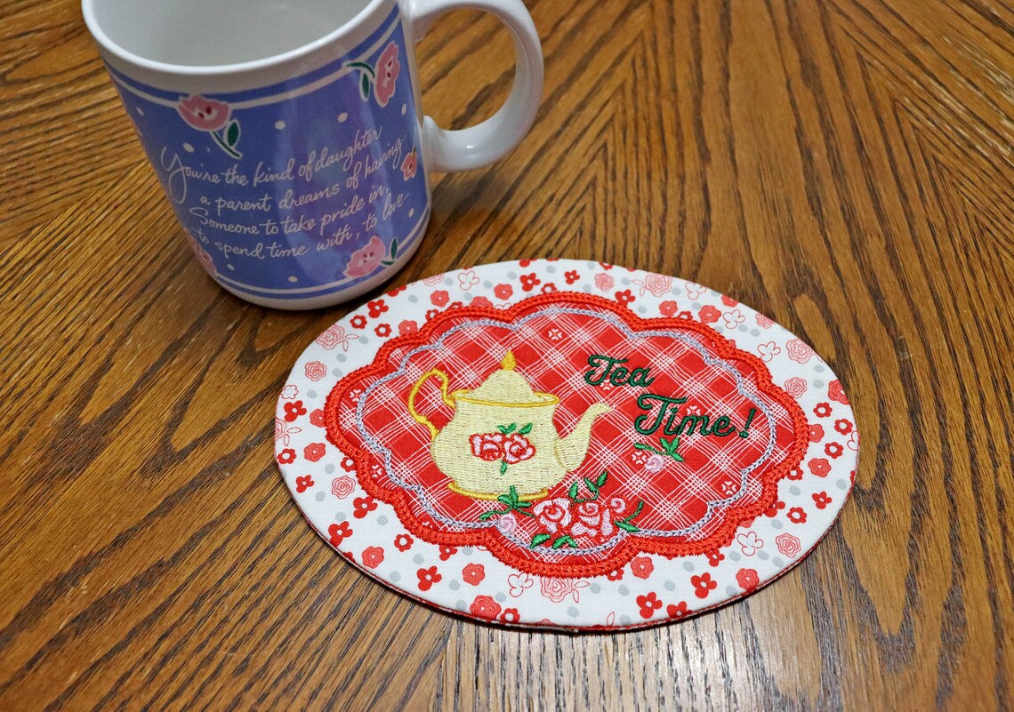 Mug Rug for the Tea Lover. Embroidered Teapot Mug Rug. Teapot - Etsy
