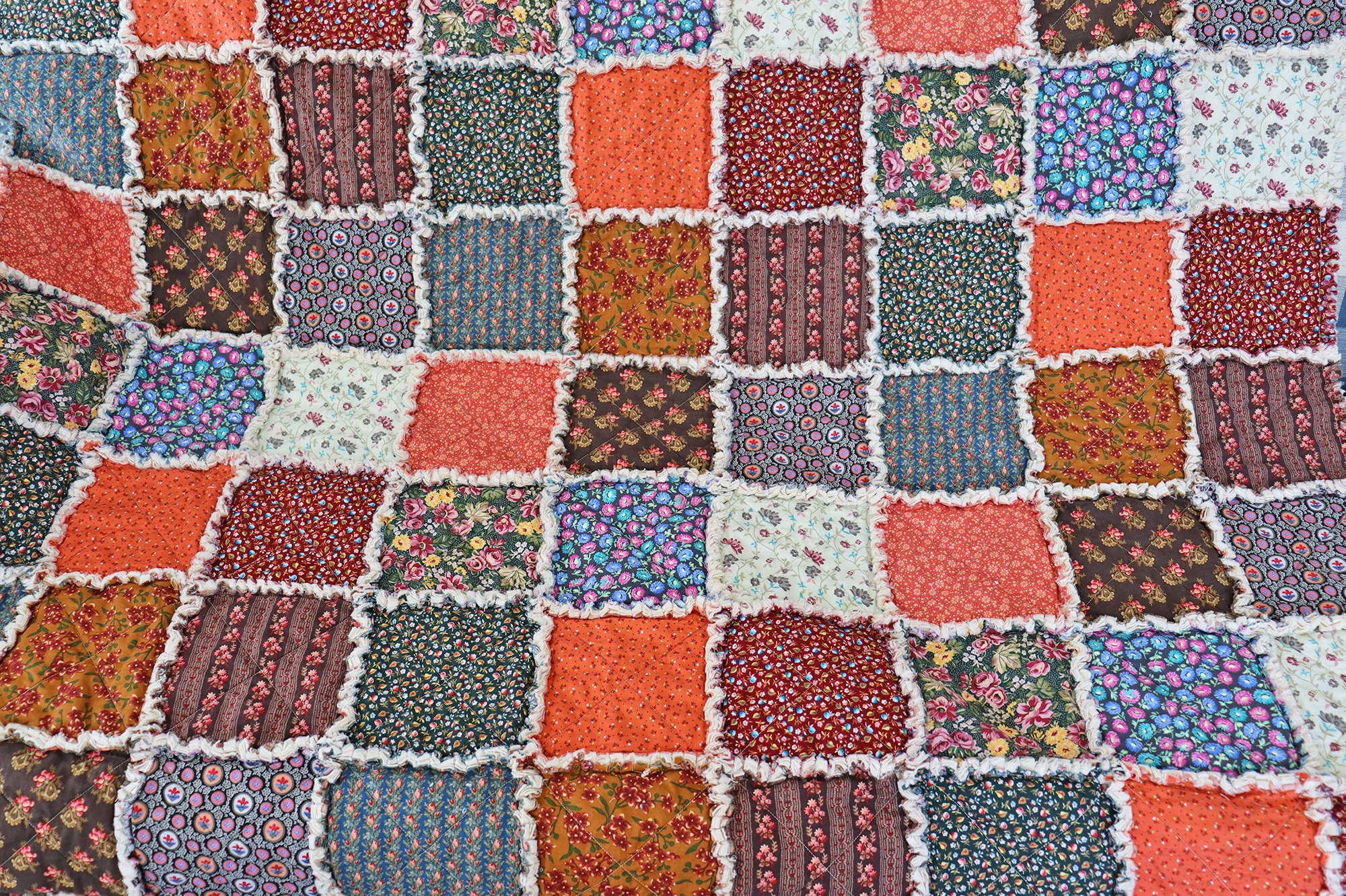 Colonial Reproduction Rag Quilt. Lap Quilt. Civil War | Etsy