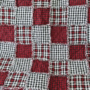 Red and Black Buffalo Plaid Quilt. Homespun Lap Quilt. Rag - Etsy