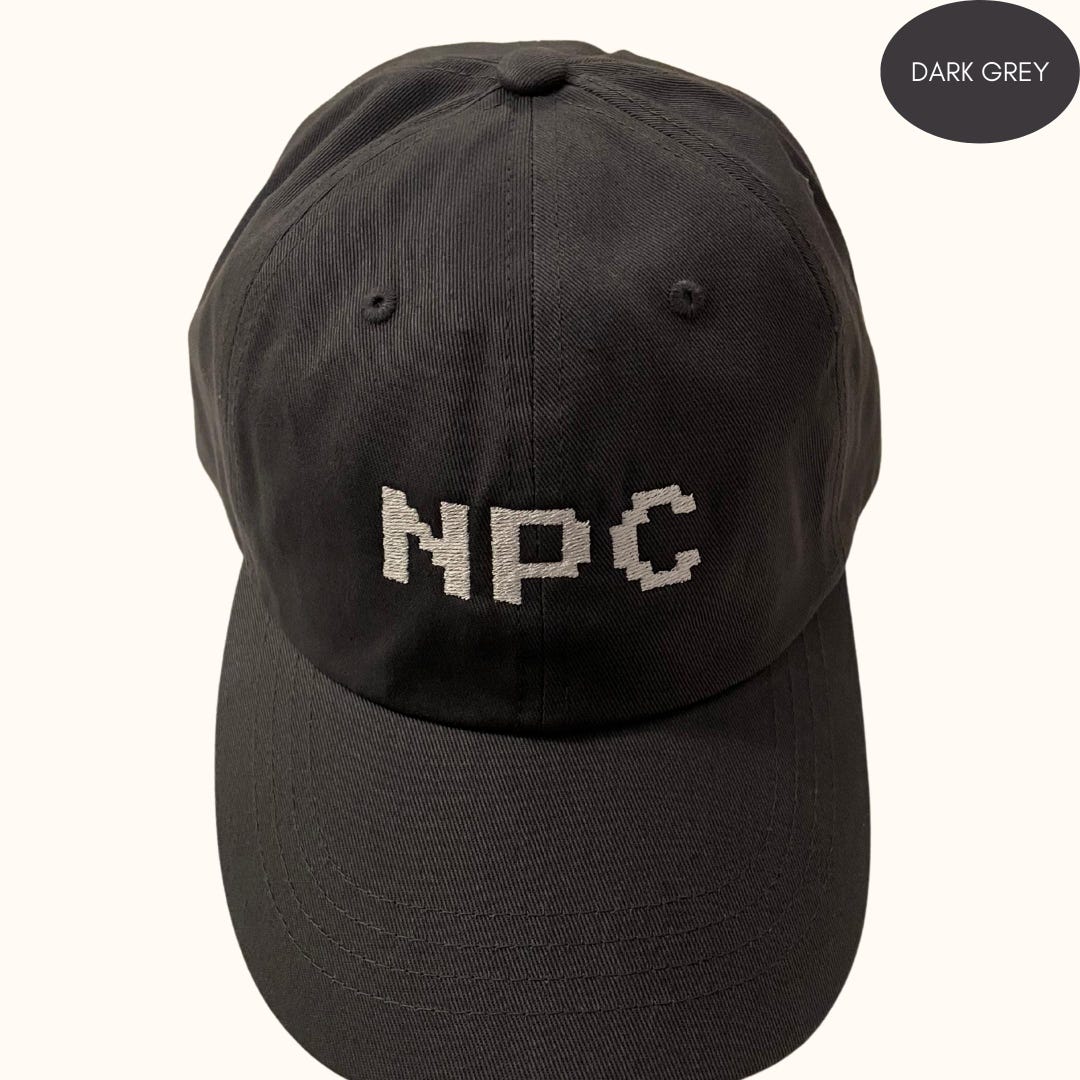 NPC Non-player Character Gaming Cap, Funny Gift Idea for Gaming Person ...