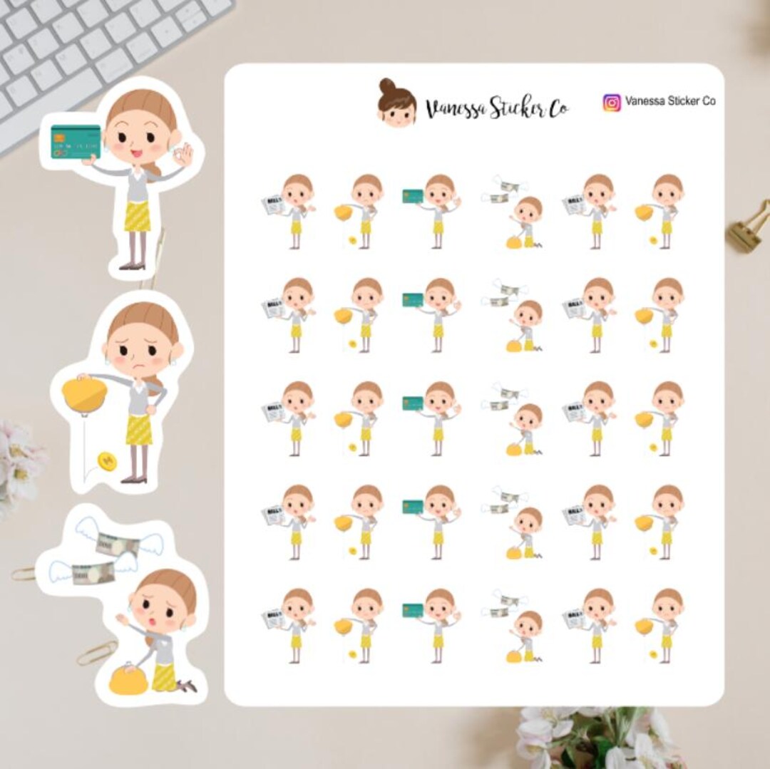 Pay Bills Stickers, Character Planner Stickers, Chloe Character ...