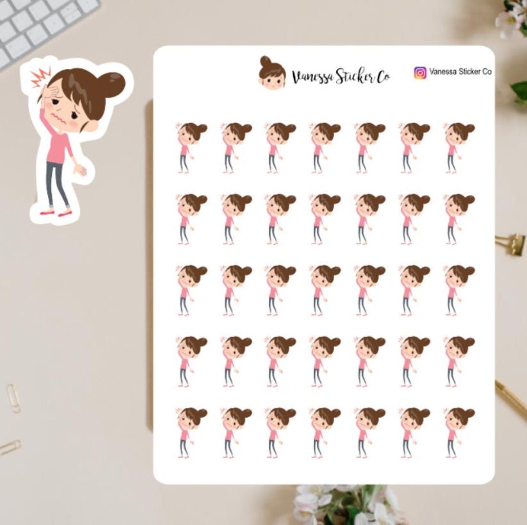 Headache Stickers, Character Planner Stickers, Vanessa Character ...