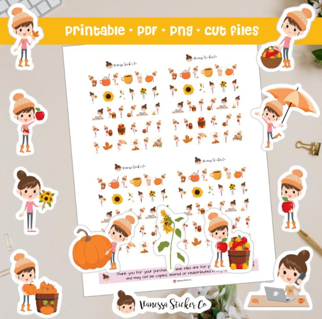 September Planner Stickers, Printable September Character Stickers ...
