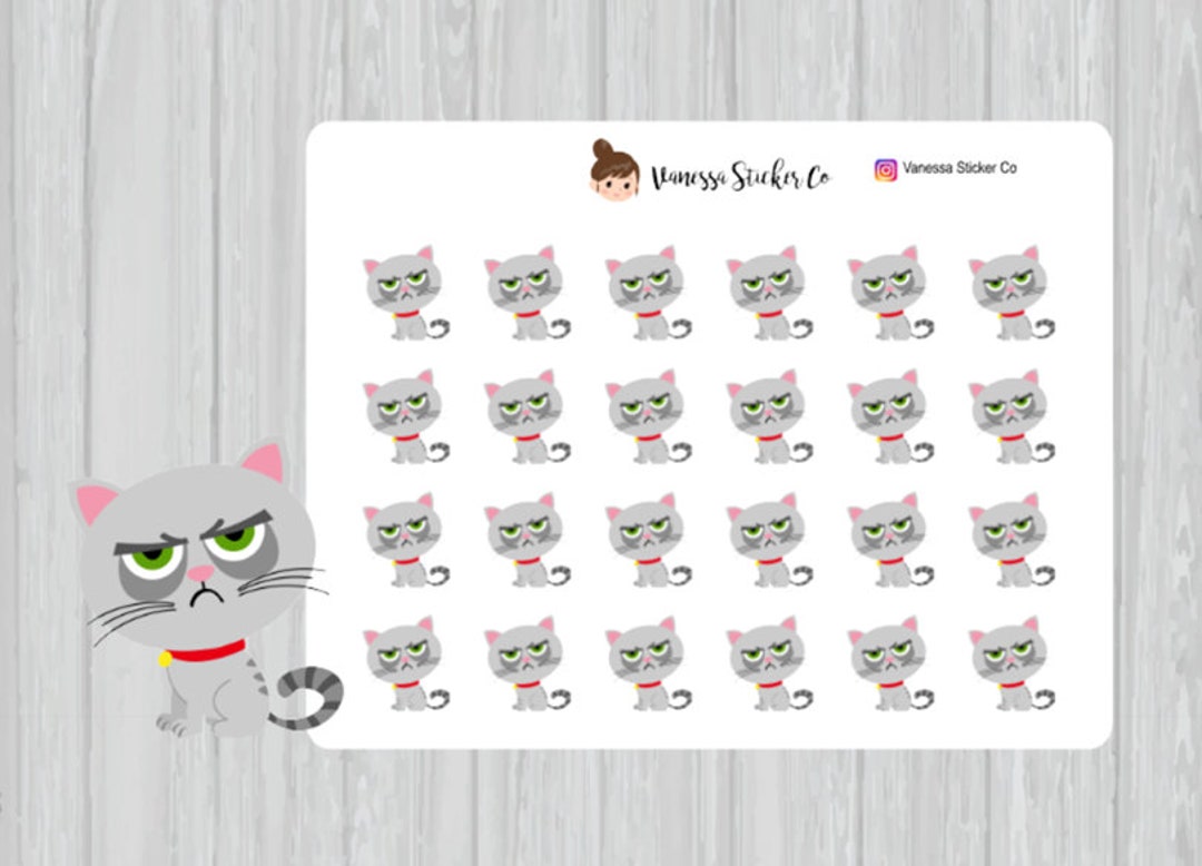 Angry Cat Stickers, Character Planner Stickers - Etsy