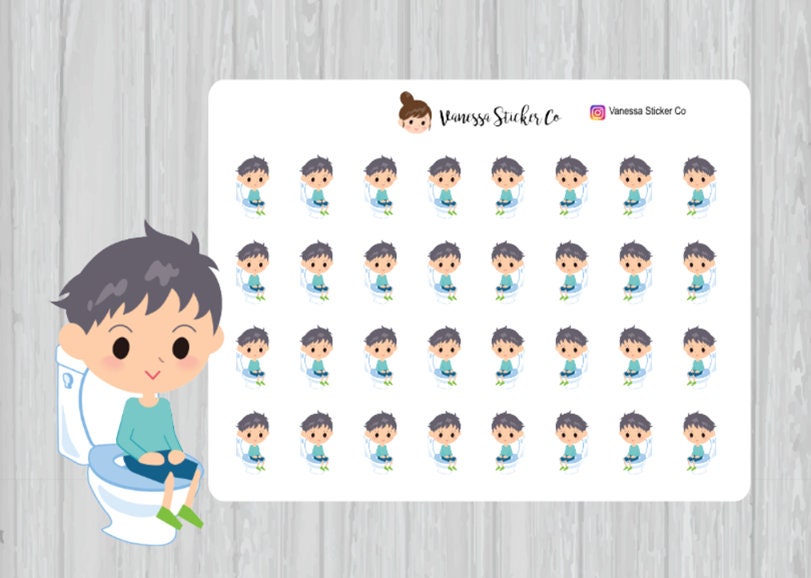 Boy Potty Training Stickers, Potty Chart Stickers, Character Planner ...