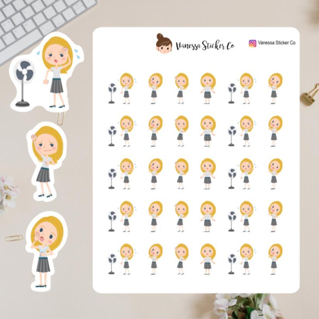 Hot Flashes Stickers, Character Planner Stickers, Brittany Character ...