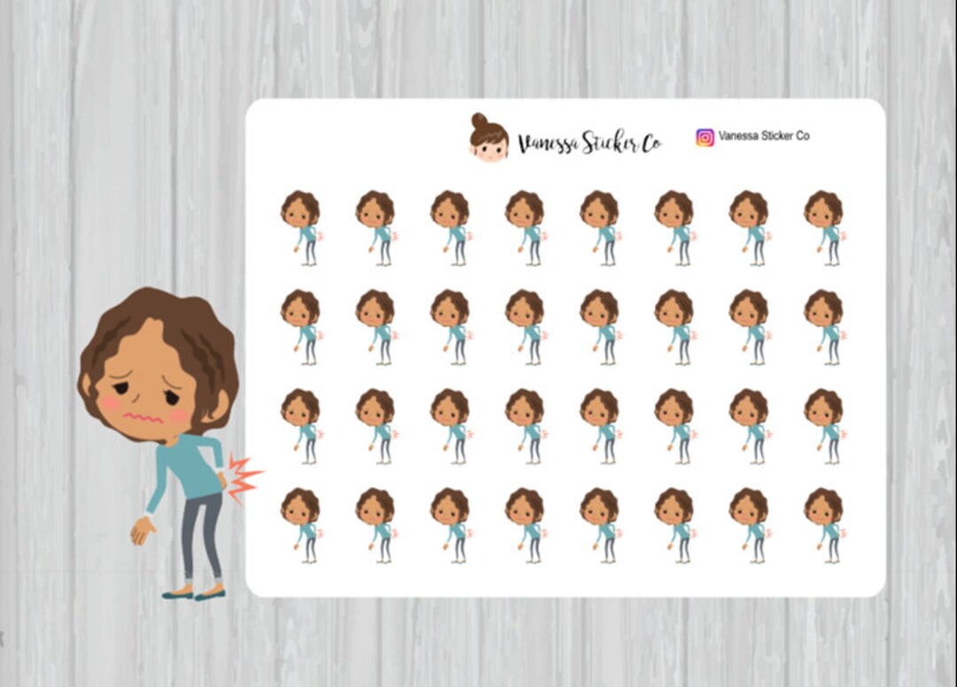 Amber Back Pain Stickers, Character Planner Stickers - Etsy