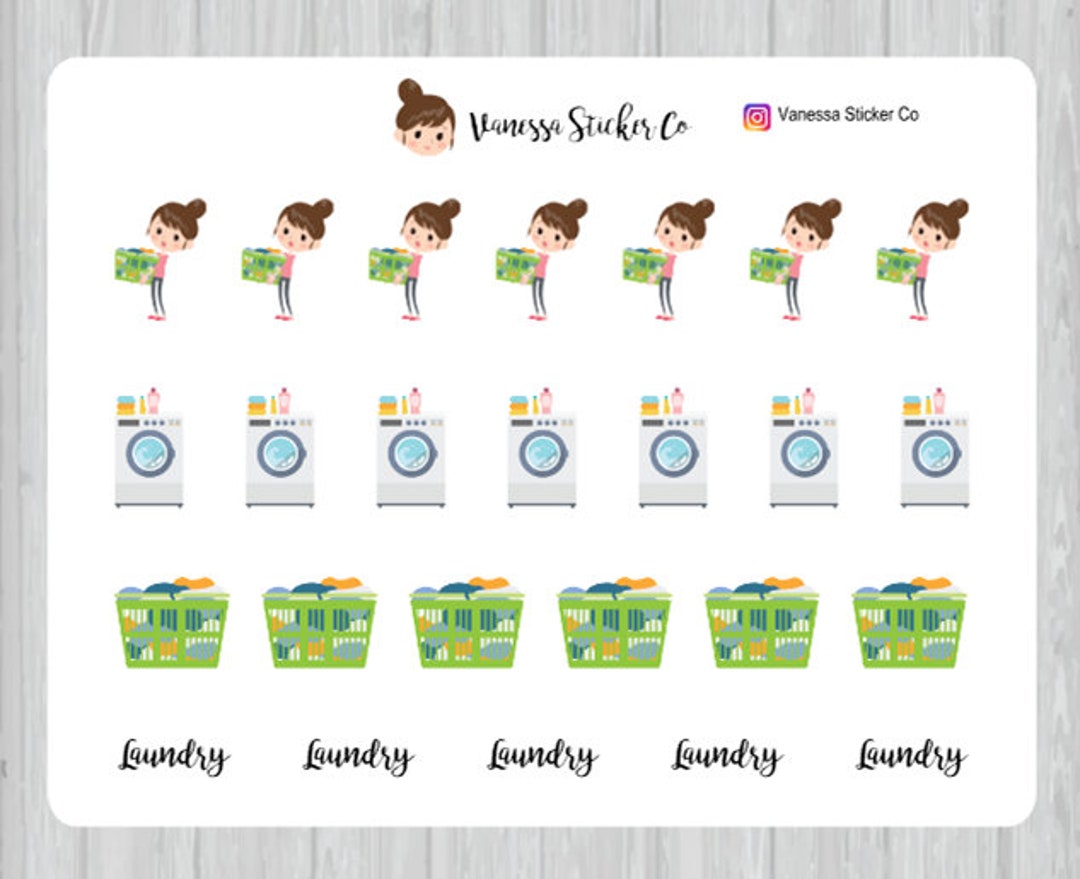 Laundry Mix Planner Stickers, Character Planner Stickers - Etsy