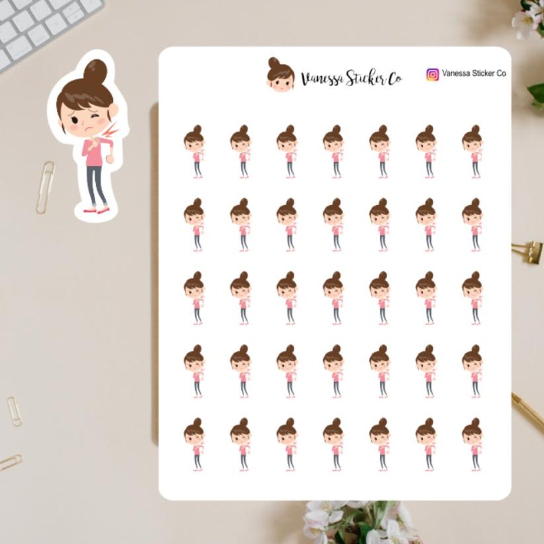 Shoulder Pain Planner Stickers, Character Planner Stickers, Shoulder ...