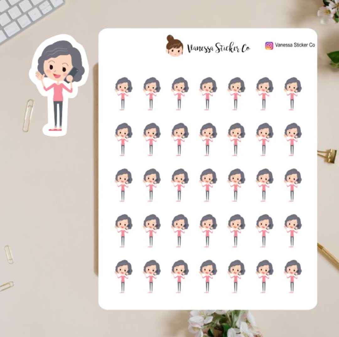 Phone Call Stickers, Character Planner Stickers, Angie Character ...