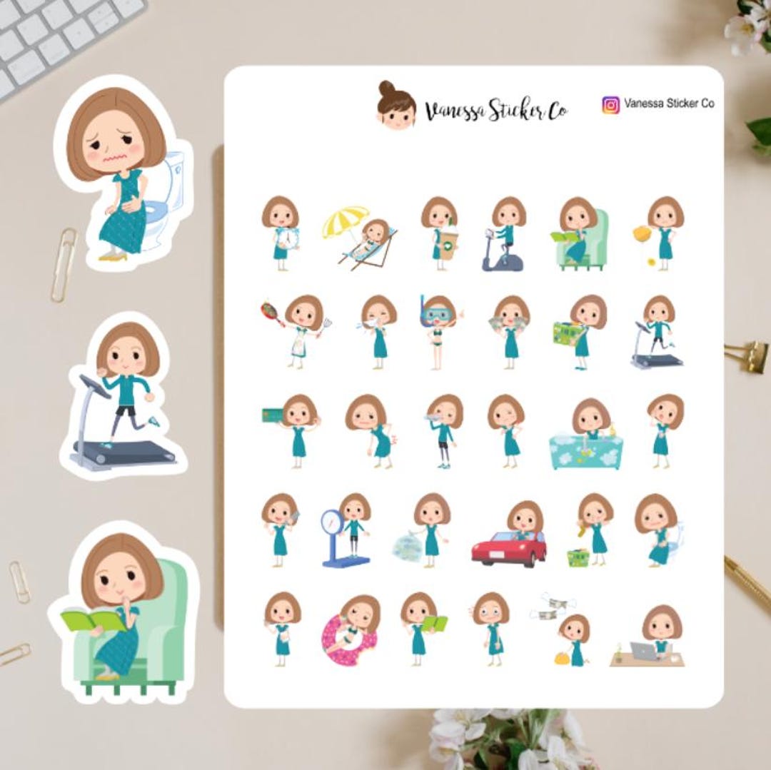 Lizzy Sample Mix Stickers, Character Planner Stickers - Etsy