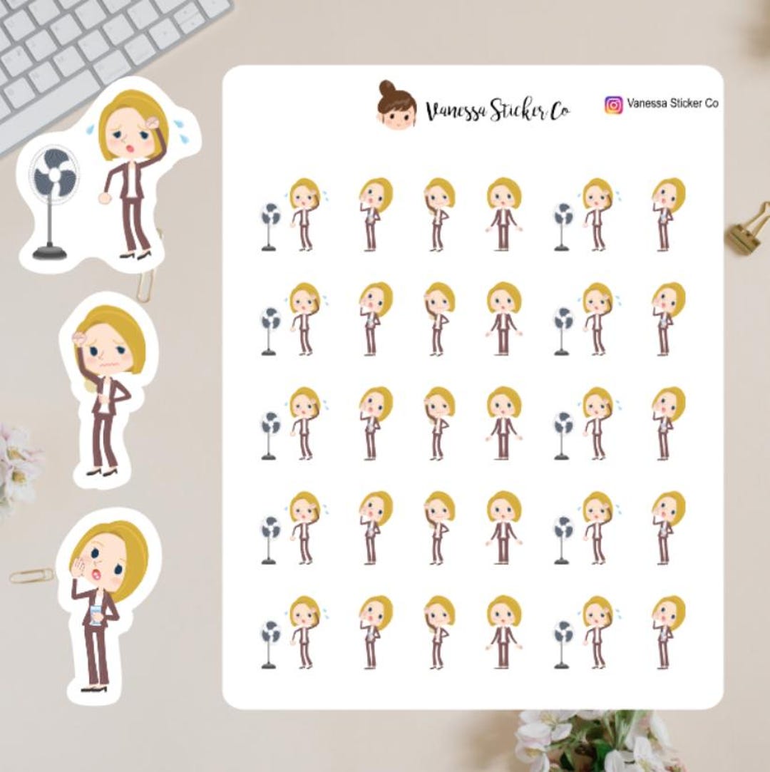 Hot Flashes Stickers, Character Planner Stickers, Rebecca Character ...