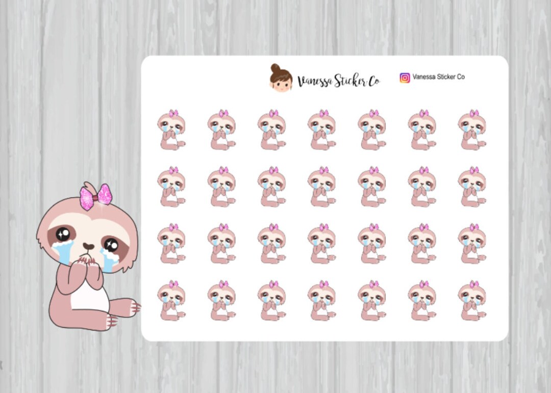 Sloth Crying Planner Stickers, Character Planner Stickers - Etsy