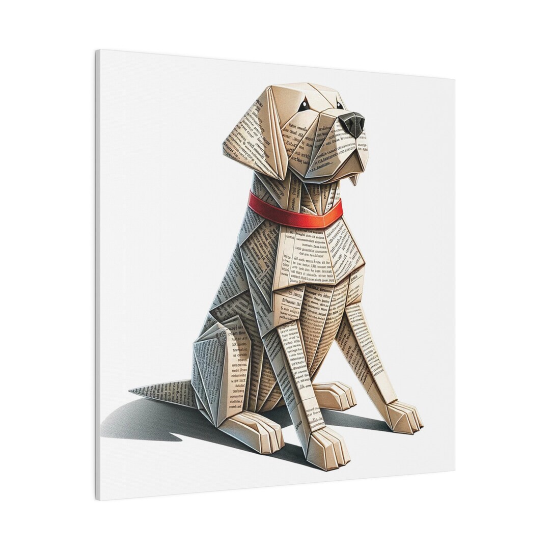 Paper Pup: the Origami Dog Matte Canvas, Stretched, 0.75 - Etsy UK