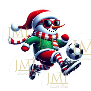 Snowman Playing Football in Santa Outfit-png, Svg/santa Snowman ...