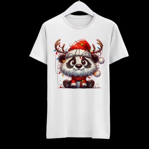 Cute Christmas Panda Design Png With Reindeer Antlers Svg and Santa Hat ...